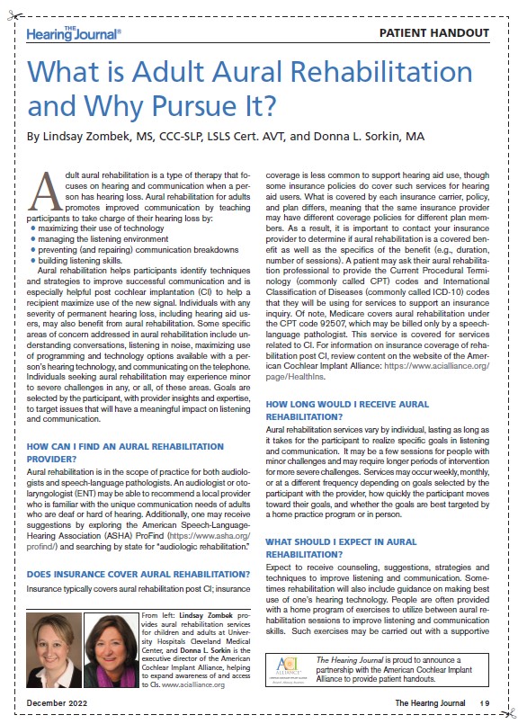 Adult Aural Rehabilitation Resources and Tips from ACIAlliance – CIICA